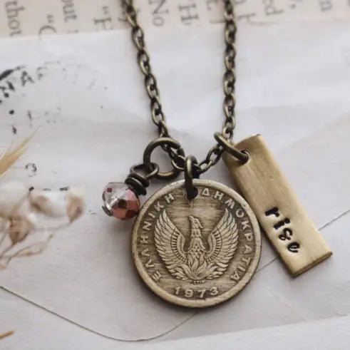 "Rise" Vintage Phoenix Rising Coin Necklace – nature+nurture