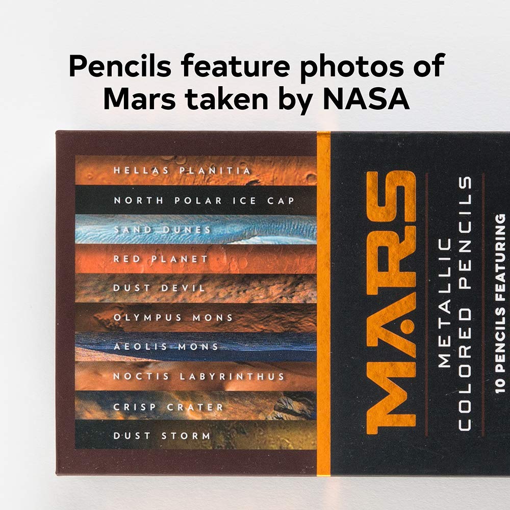 Mars Metallic Colored Pencils: 10 Pencils Featuring Photos from NASA ...